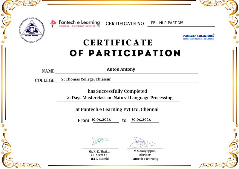 Anton Antony on LinkedIn: #nlp #datascience #continuouslearning # ... Anton Antony on LinkedIn: #nlp #datascience #continuouslearning # ...