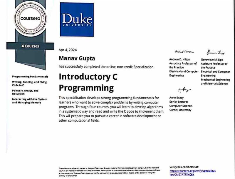 Manav Gupta on LinkedIn: #cprogramming #dukeuniversity #codingjourney Manav Gupta on LinkedIn: #cprogramming #dukeuniversity #codingjourney