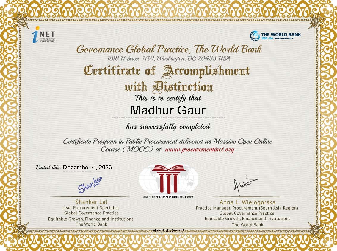 Madhur Gaur on LinkedIn: Completed the Certificate Program in Public ... Madhur Gaur on LinkedIn: Completed the Certificate Program in Public ...