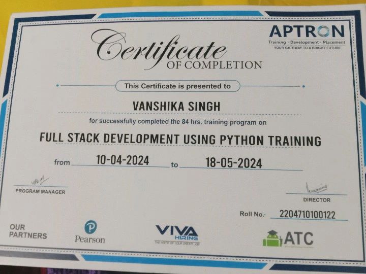 Vanshika Singh on LinkedIn: #fullstackdevelopment #python # ... Vanshika Singh on LinkedIn: #fullstackdevelopment #python # ...
