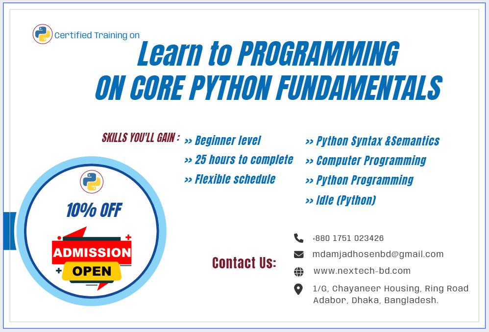Learn to program on core Python with Engr. Md Amjad Hosen | Engr. Md ... Learn to program on core Python with Engr. Md Amjad Hosen | Engr. Md ...
