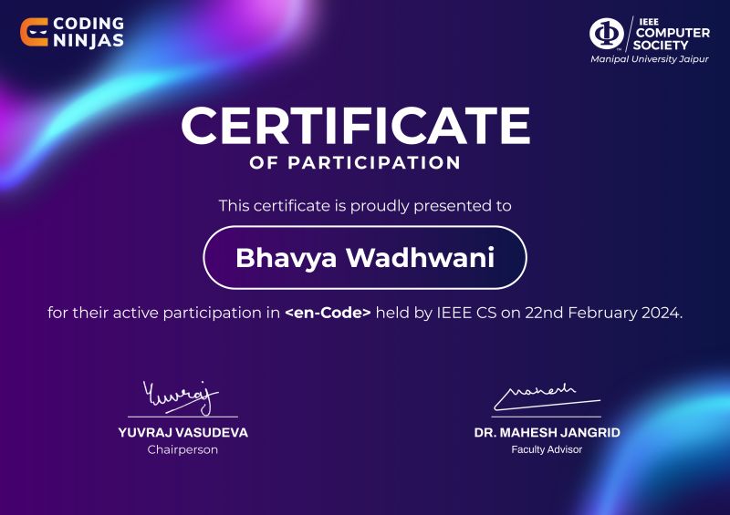 Bhavya Wadhwaney on LinkedIn: #codingninjas #ieee #computerscience # ... Bhavya Wadhwaney on LinkedIn: #codingninjas #ieee #computerscience # ...