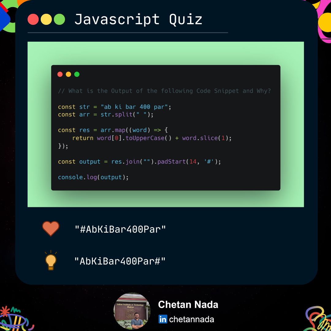 Chetan Nada on LinkedIn: #javascript #quiz #javascriptdeveloper # ... Chetan Nada on LinkedIn: #javascript #quiz #javascriptdeveloper # ...