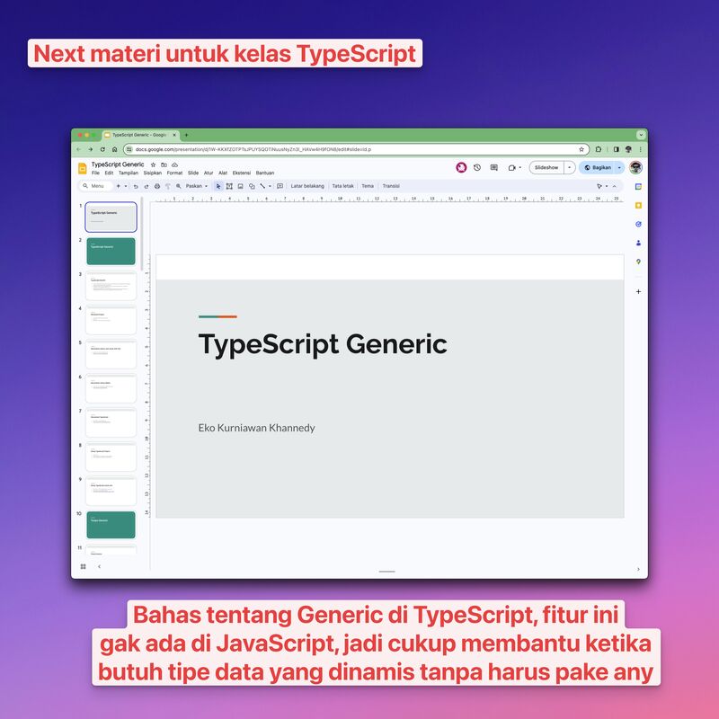 Programmer Zaman Now on LinkedIn: next materi untuk typescript, bahas ... Programmer Zaman Now on LinkedIn: next materi untuk typescript, bahas ...