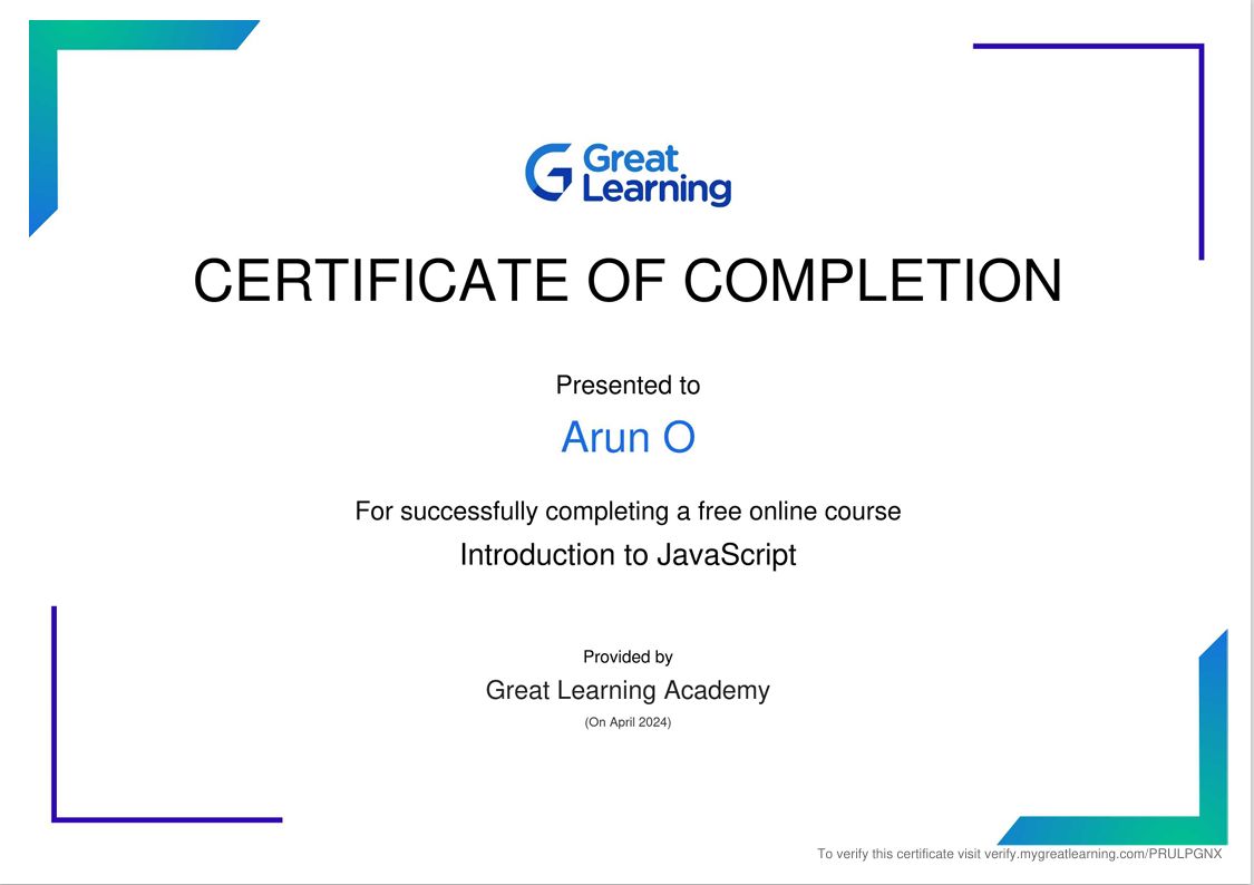 Arun O on LinkedIn: #javascript #greatlearningacademy #webdevelopment # ... Arun O on LinkedIn: #javascript #greatlearningacademy #webdevelopment # ...