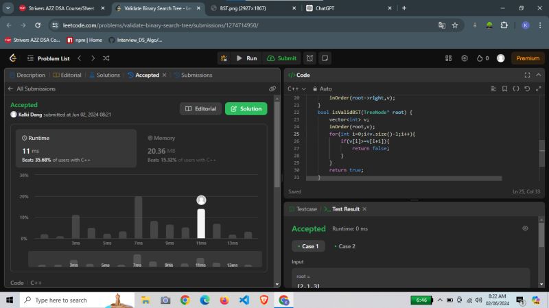 Kalki Dang on LinkedIn: Solved Validate Binary Search Tree using ... Kalki Dang on LinkedIn: Solved Validate Binary Search Tree using ...