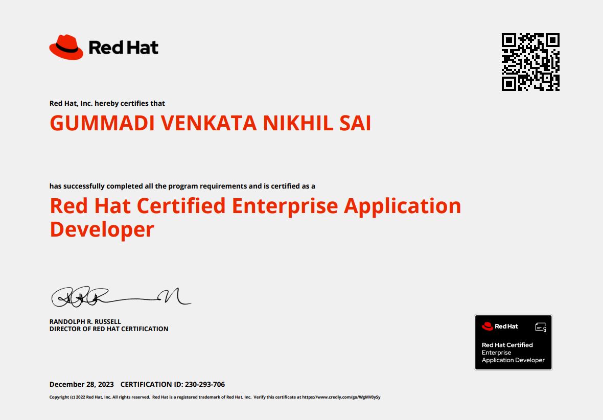 GUMMADI VENKATA NIKHIL SAI on LinkedIn: #klcse #kluniversity #redhat # ... GUMMADI VENKATA NIKHIL SAI on LinkedIn: #klcse #kluniversity #redhat # ...