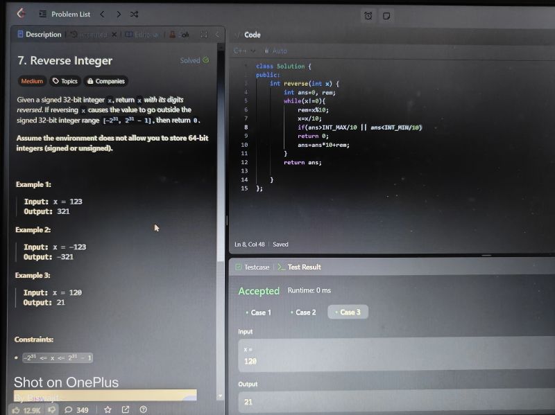 Biswajit Dash on LinkedIn: Reverse Integer Problem Solving: using C++ Biswajit Dash on LinkedIn: Reverse Integer Problem Solving: using C++