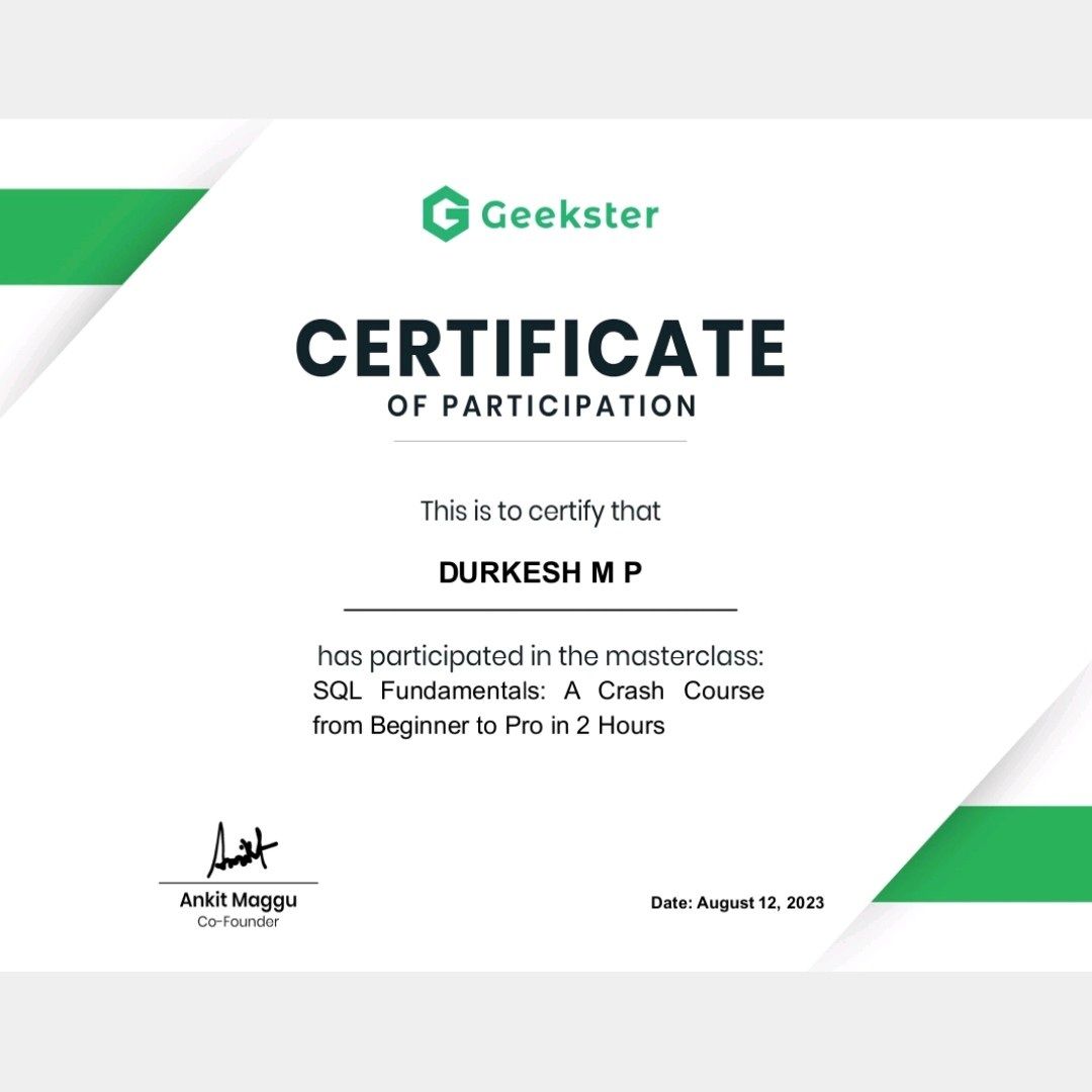 Durkesh M P on LinkedIn: #geekster #sql Durkesh M P on LinkedIn: #geekster #sql