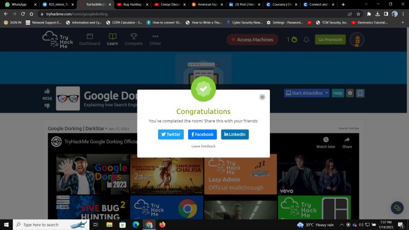 ADITYA SRIKAR KONDURI on LinkedIn: Completed Google Dorking room on ... ADITYA SRIKAR KONDURI on LinkedIn: Completed Google Dorking room on ...