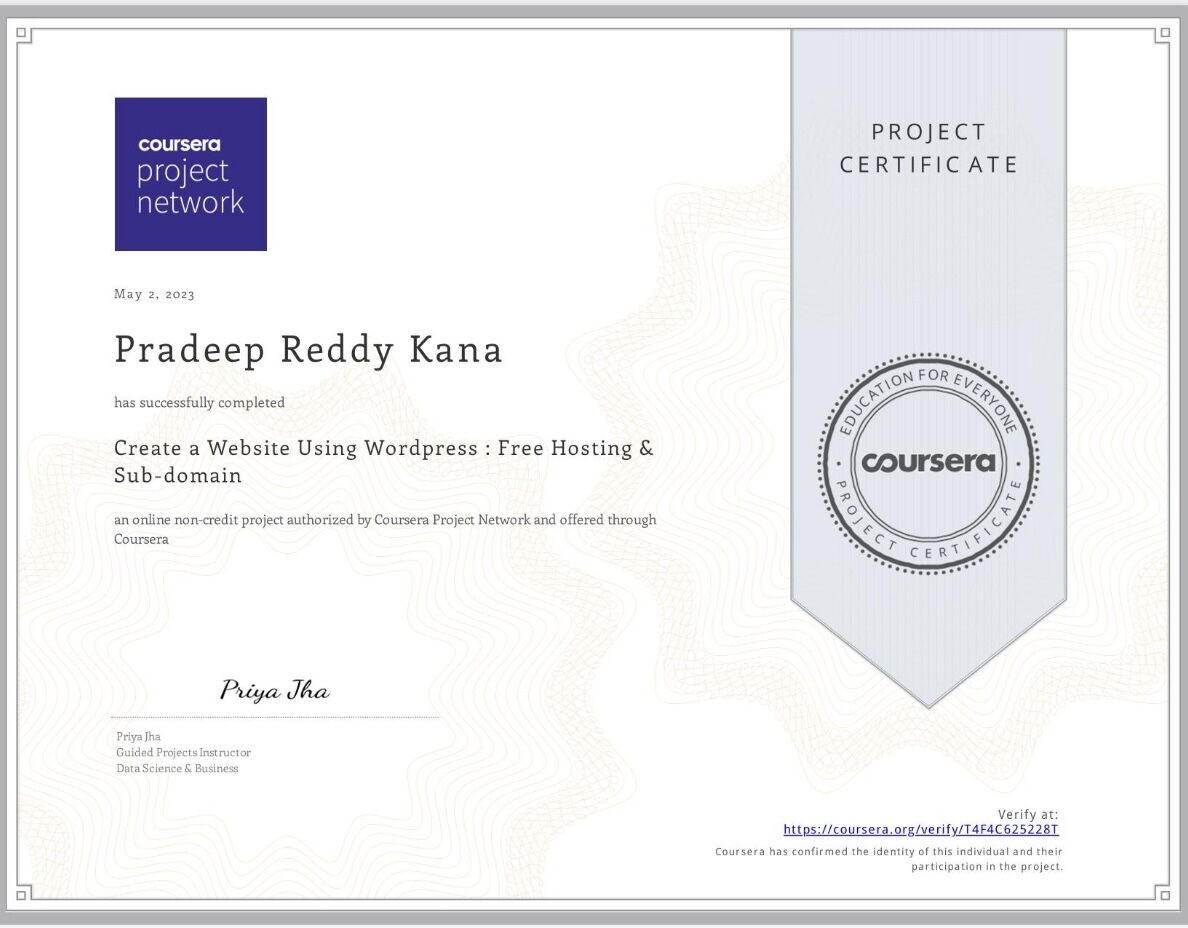 Pradeep Reddy Kana on LinkedIn: #coursera Pradeep Reddy Kana on LinkedIn: #coursera