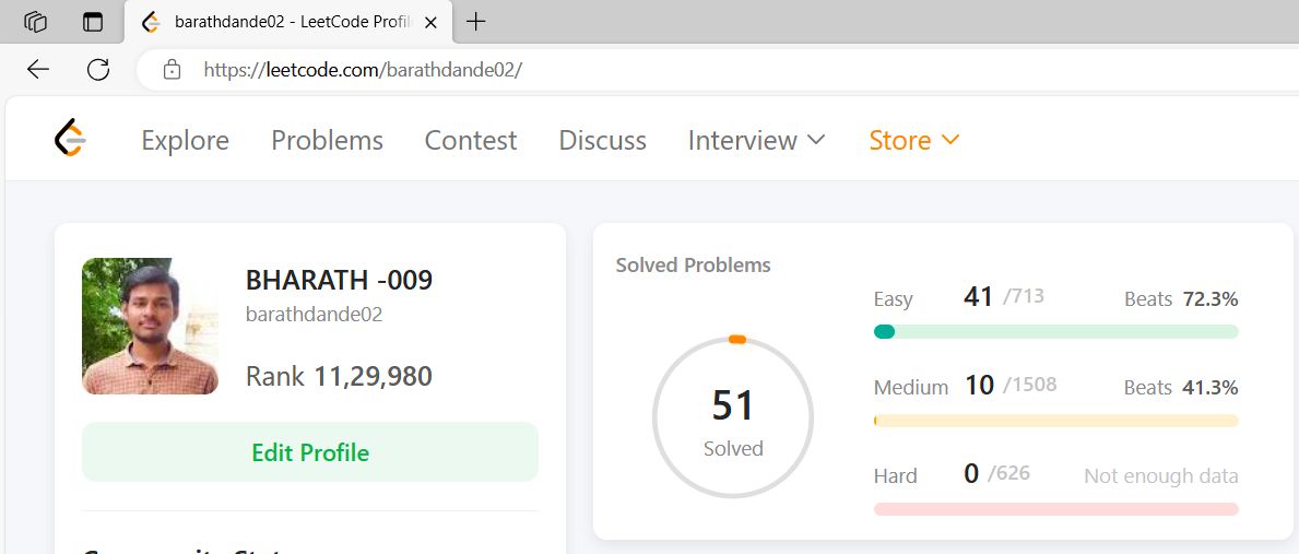 Dande Bharath on LinkedIn: Recently I am completed 51 leetcode problems ... Dande Bharath on LinkedIn: Recently I am completed 51 leetcode problems ...