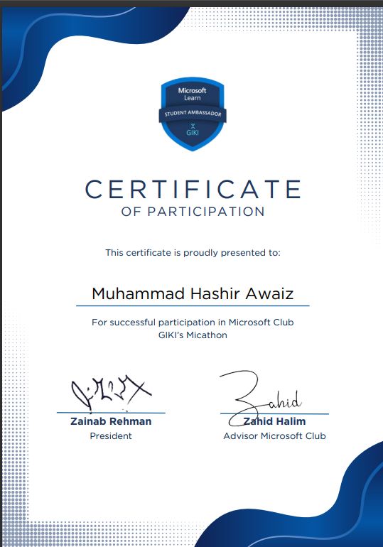 Muhammad Hashir Awaiz on LinkedIn: At Ghulam Ishaq Khan Institute of ... Muhammad Hashir Awaiz on LinkedIn: At Ghulam Ishaq Khan Institute of ...