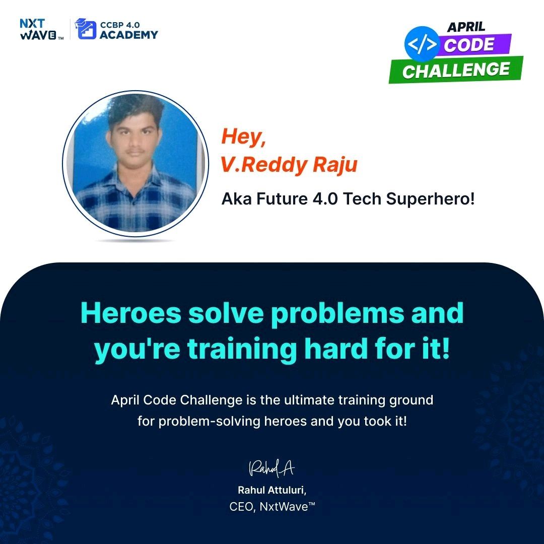 Vandadi Reddy Raju on LinkedIn: Hello coders! Work hard besides of ... Vandadi Reddy Raju on LinkedIn: Hello coders! Work hard besides of ...