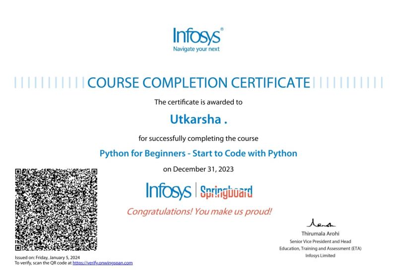 Utkarsha . on LinkedIn: #pythonprogramming #infosysspringboard # ... Utkarsha . on LinkedIn: #pythonprogramming #infosysspringboard # ...