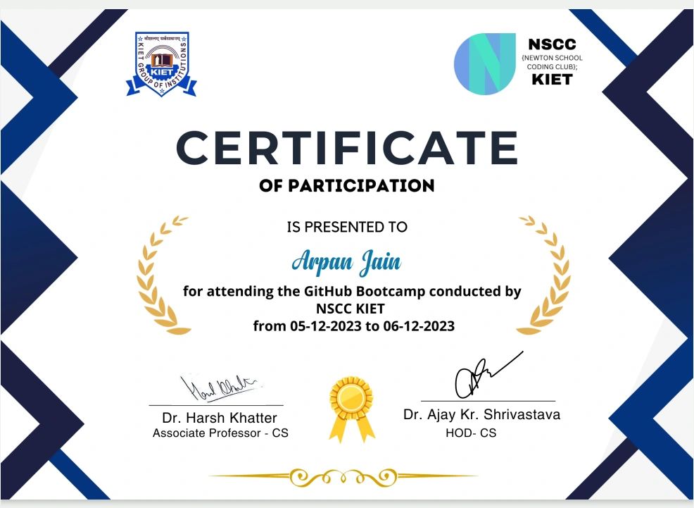 Arpan Jain on LinkedIn: #nscc #github Arpan Jain on LinkedIn: #nscc #github