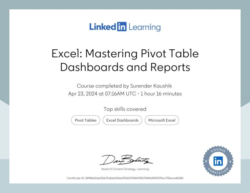 Surender Kaushik on LinkedIn: #pivottables #microsoftexcel #exceldashboards Surender Kaushik on LinkedIn: #pivottables #microsoftexcel #exceldashboards