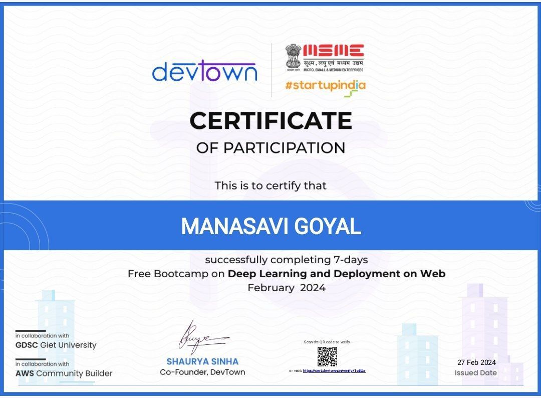 Manasavi GOYAL on LinkedIn: #devtown #devtown #gdsc Manasavi GOYAL on LinkedIn: #devtown #devtown #gdsc