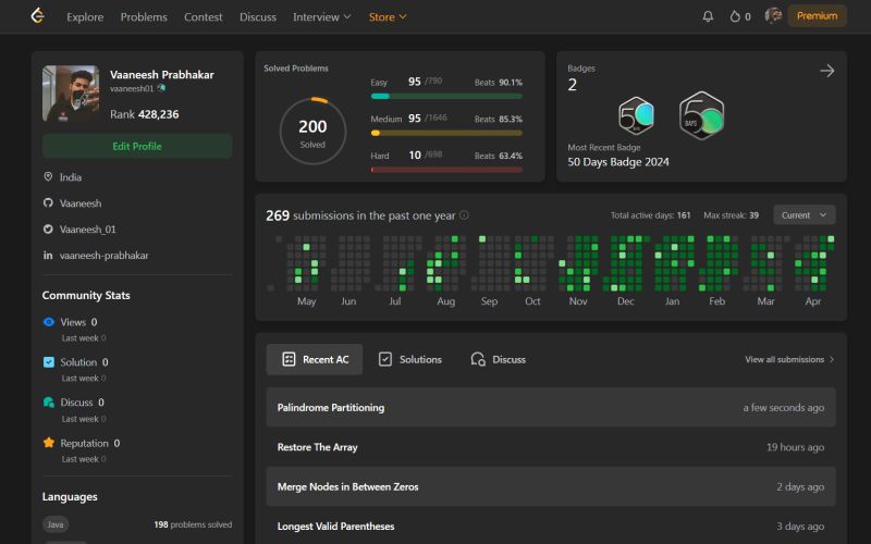Vaaneesh Prabhakar on LinkedIn: #leetcode #codingsuccess #milestonereached Vaaneesh Prabhakar on LinkedIn: #leetcode #codingsuccess #milestonereached