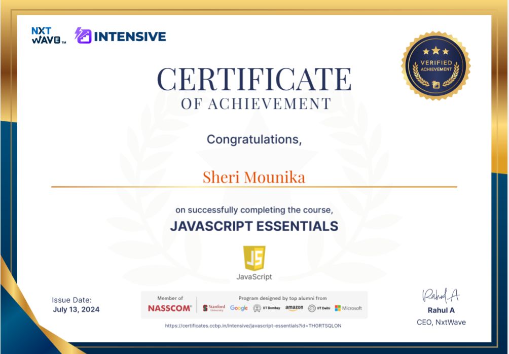 Mounika Sheri on LinkedIn: #javascript #nxtwave #intensive Mounika Sheri on LinkedIn: #javascript #nxtwave #intensive