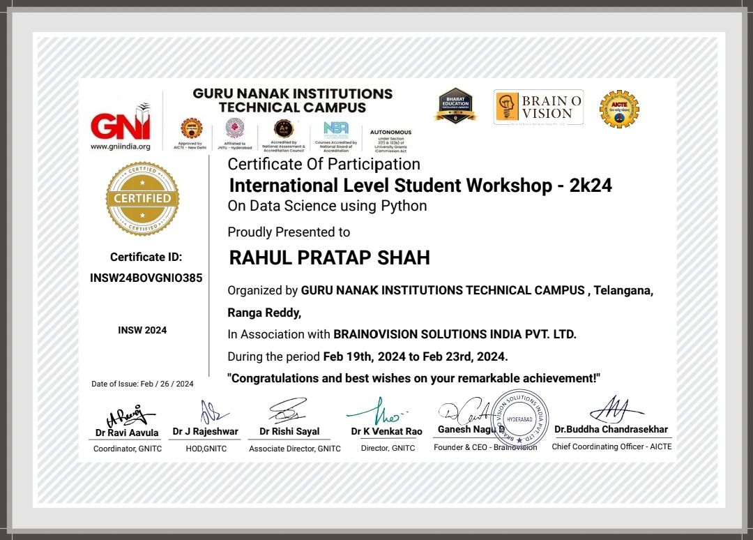 Rahul pratap shah on LinkedIn: #datascience #python #continuouslearning Rahul pratap shah on LinkedIn: #datascience #python #continuouslearning