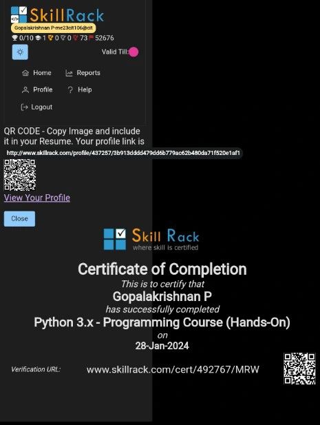 GOPALAKRISHNAN P on LinkedIn: skillrack basic python programming complete GOPALAKRISHNAN P on LinkedIn: skillrack basic python programming complete