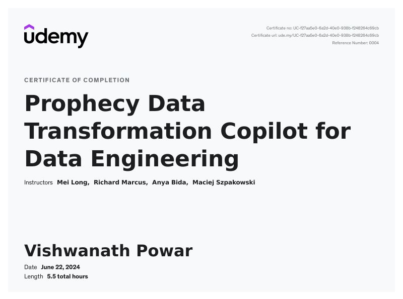 Vishwanath Powar on LinkedIn: Completed certification for Prophecy Data ... Vishwanath Powar on LinkedIn: Completed certification for Prophecy Data ...