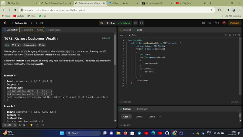 Day 4 of #365daysofcode 🚀 Learn LeetCode problem 1672 with Q(1672 ... Day 4 of #365daysofcode 🚀 Learn LeetCode problem 1672 with Q(1672 ...
