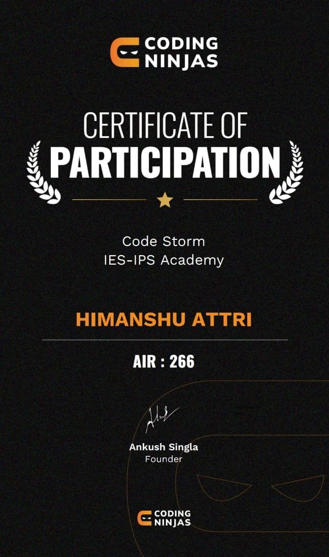 Himanshu Attri on LinkedIn: #codingcontest #achievementunlocked # ... Himanshu Attri on LinkedIn: #codingcontest #achievementunlocked # ...