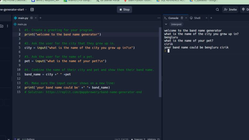 Day 1 of #100daysofpythonbootcamp #python with Angela Yu | Simran ... Day 1 of #100daysofpythonbootcamp #python with Angela Yu | Simran ...