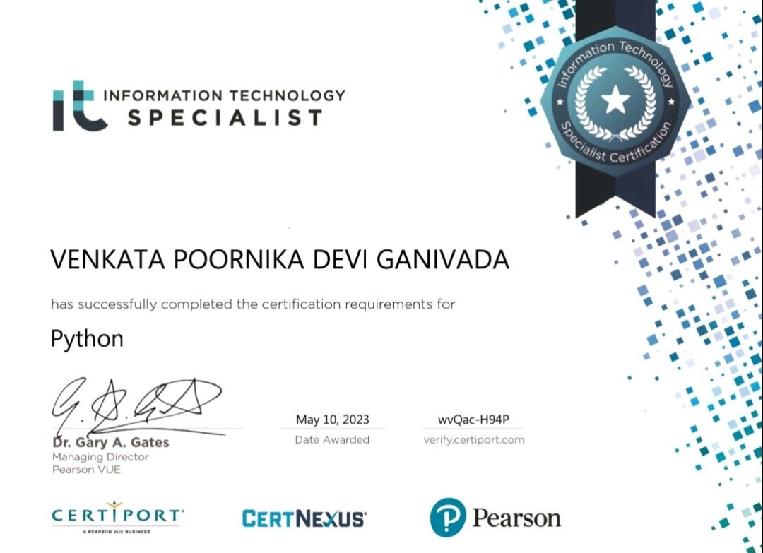 POORNIKA GANIVADA on LinkedIn: #pythonprogramming #pythoncertification ... POORNIKA GANIVADA on LinkedIn: #pythonprogramming #pythoncertification ...