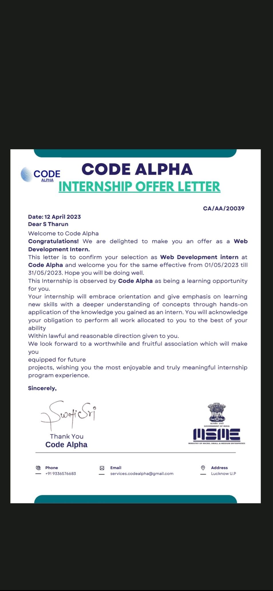 S Tharun on LinkedIn: #internship2023 S Tharun on LinkedIn: #internship2023