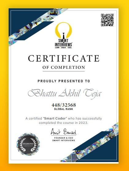 Akhil Teja Bhattu on LinkedIn: #dsa #smartinterviews #problemsolving # ... Akhil Teja Bhattu on LinkedIn: #dsa #smartinterviews #problemsolving # ...