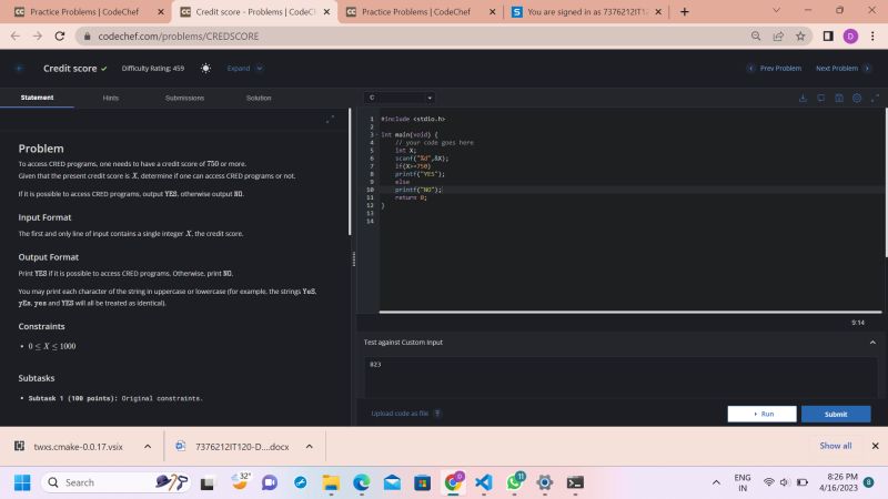 DEEPASRI S on LinkedIn: #100daysofcodingchallenge #day8 #codechef # ... DEEPASRI S on LinkedIn: #100daysofcodingchallenge #day8 #codechef # ...