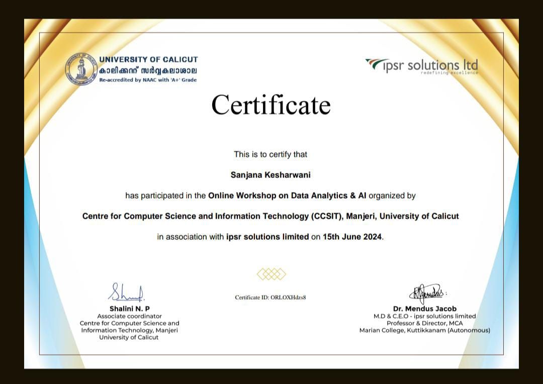 Sanjana Kesharwani on LinkedIn: #dataanalytics #ai #learning #techskills Sanjana Kesharwani on LinkedIn: #dataanalytics #ai #learning #techskills