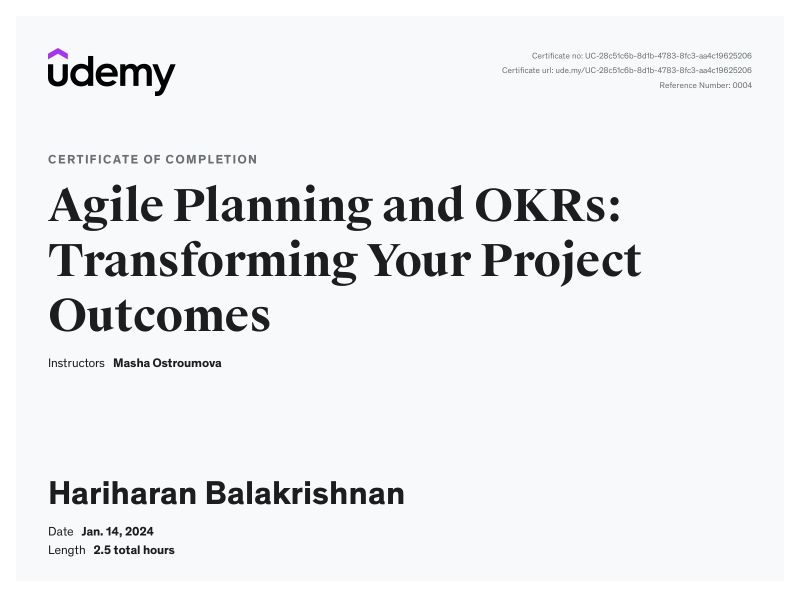 Hariharan Balakrishnan on LinkedIn: Completed my first Udemy Learning ... Hariharan Balakrishnan on LinkedIn: Completed my first Udemy Learning ...