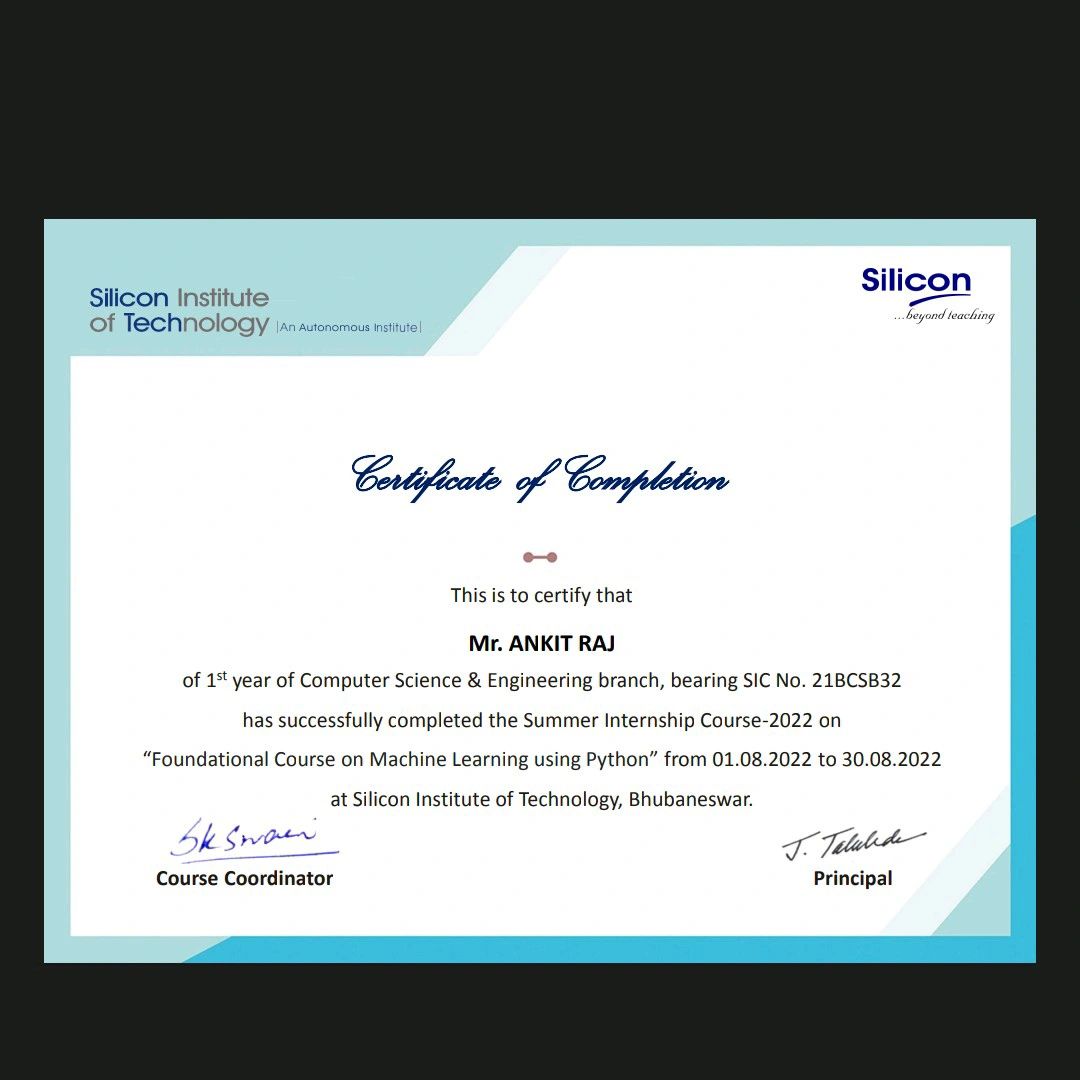 Ankit Raj on LinkedIn: #internship #machinelearning #python # ... Ankit Raj on LinkedIn: #internship #machinelearning #python # ...