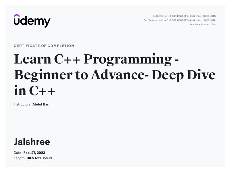 Jaishree Balaji on LinkedIn: #udemy #cplusplus #programming # ... Jaishree Balaji on LinkedIn: #udemy #cplusplus #programming # ...
