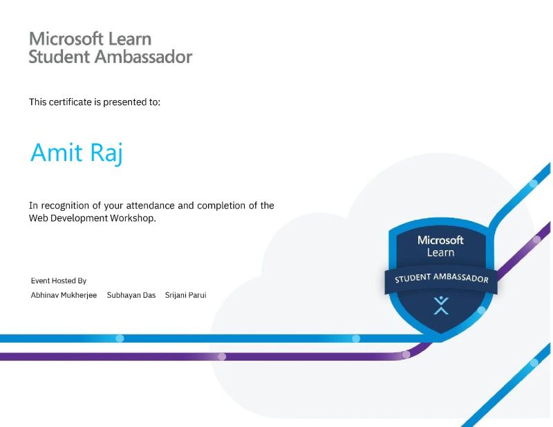 Amit Raj on LinkedIn: #microsoftlearn #webdevelopment #studentambassador Amit Raj on LinkedIn: #microsoftlearn #webdevelopment #studentambassador