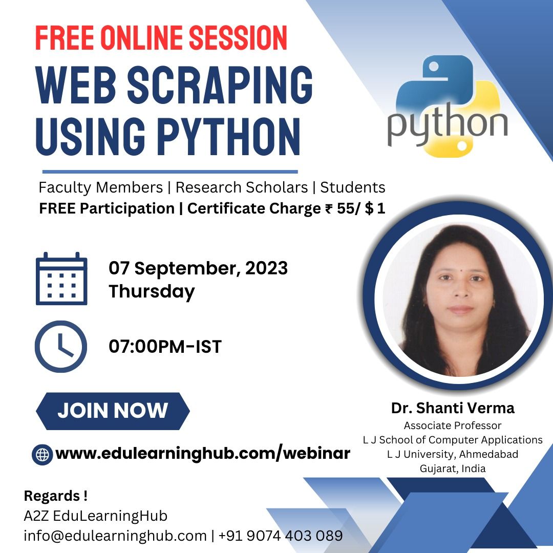 Dr. Shanti Verma on LinkedIn: * FREE Online Session on Web Scraping ... Dr. Shanti Verma on LinkedIn: * FREE Online Session on Web Scraping ...