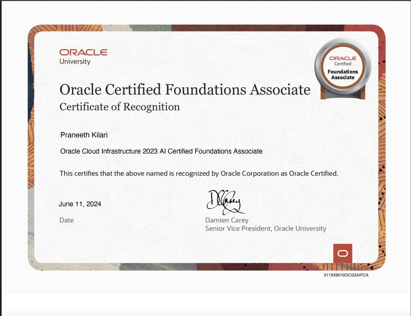 Praneeth Kilari on LinkedIn: #certification #oracle # ... Praneeth Kilari on LinkedIn: #certification #oracle # ...