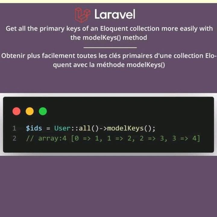 Laravel: Get all the keys of Eloquent collection with modelKeys ... Laravel: Get all the keys of Eloquent collection with modelKeys ...