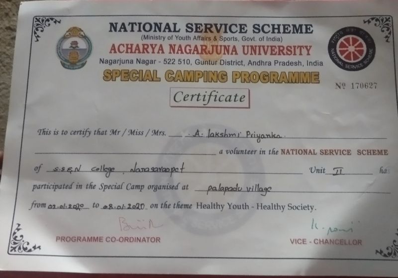 Ala Lakshmi Priyanka on LinkedIn: #nss Ala Lakshmi Priyanka on LinkedIn: #nss