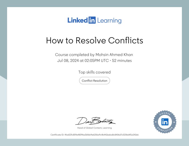 Mohsin Ahmed Khan on LinkedIn: Certificate of Completion Mohsin Ahmed Khan on LinkedIn: Certificate of Completion
