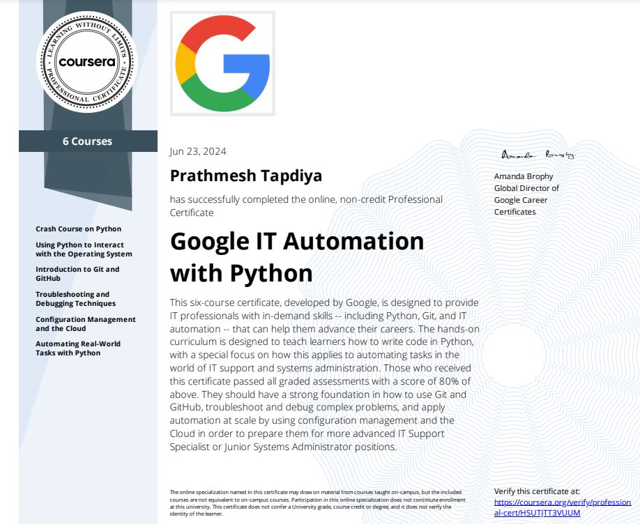 Prathmesh Tapdiya on LinkedIn: #googlecertification #itautomation # ... Prathmesh Tapdiya on LinkedIn: #googlecertification #itautomation # ...