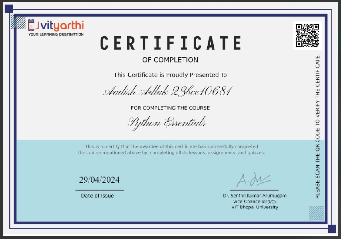 AADISH ADLAK on LinkedIn: #python #certification #professionalgrowth # ... AADISH ADLAK on LinkedIn: #python #certification #professionalgrowth # ...