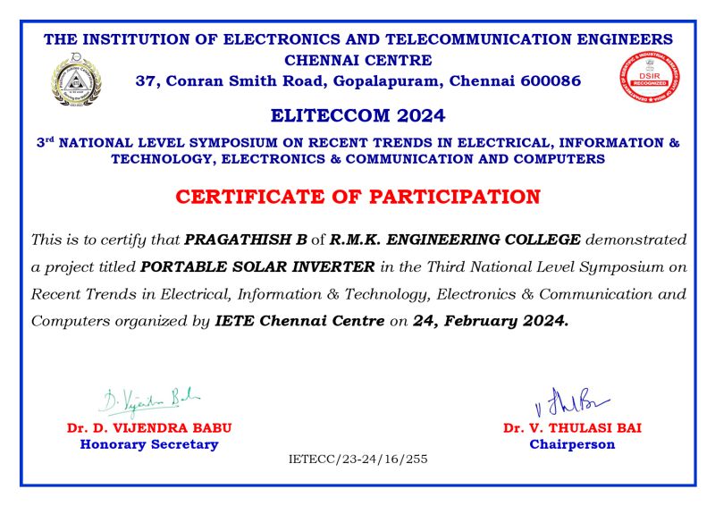 Pragathish B on LinkedIn: #iete #eliteccom #learningandgrowth Pragathish B on LinkedIn: #iete #eliteccom #learningandgrowth