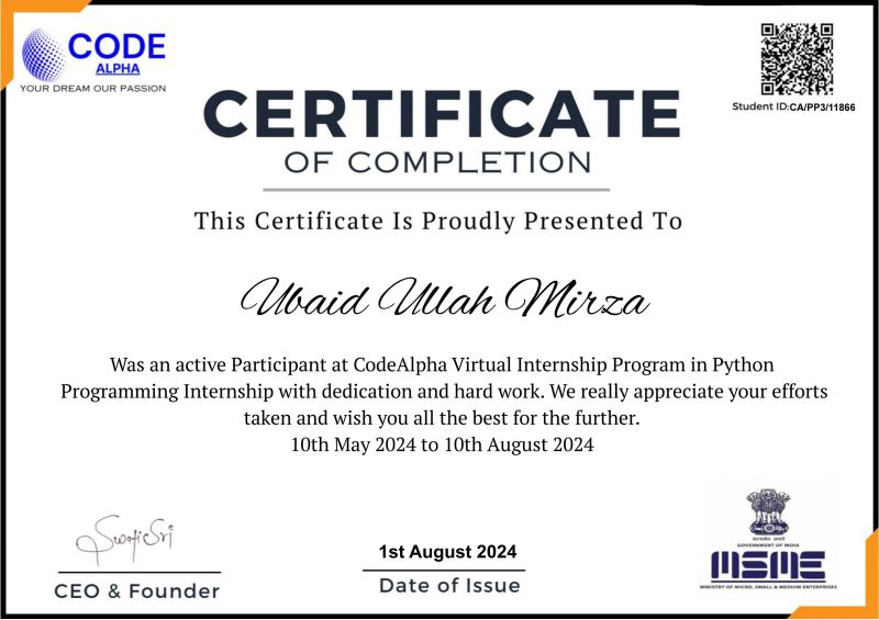 Ubaid Ullah Mirza on LinkedIn: #pythonprogramming #certificate # ... Ubaid Ullah Mirza on LinkedIn: #pythonprogramming #certificate # ...