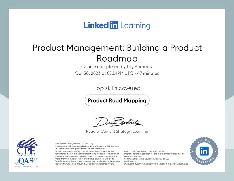 Lily Andreas on LinkedIn: Certificate of Completion Lily Andreas on LinkedIn: Certificate of Completion