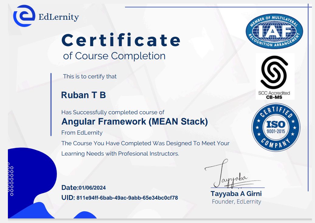 Ruban T B on LinkedIn: #angular #meanstack #edlernity # ... Ruban T B on LinkedIn: #angular #meanstack #edlernity # ...